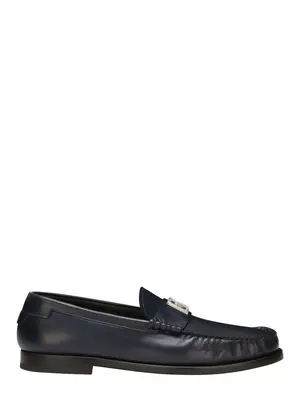 Dolce & Gabbana Logo-plaque Leather Loafers - Blue