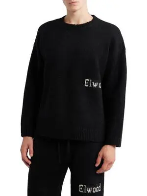 ELWOOD Oversize Crewneck Sweater - Black