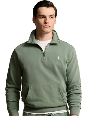 Ralph Lauren Ralph Lauren Loopback Fleece Quarter-Zip Sweatshirt Cargo Green