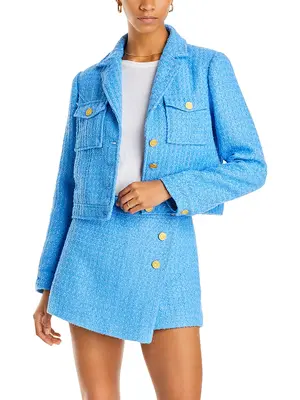 Aqua Tweed Collar Jacket Blue