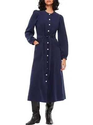 Whistles Angelica Corduroy Midi Dress - Navy