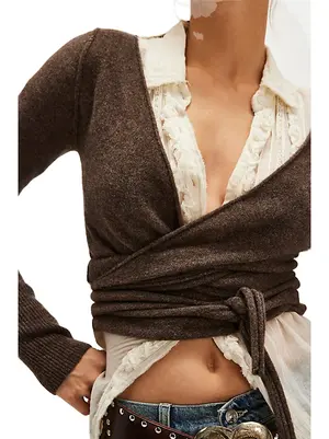 Free People Cashmere Reversible Wrap Sweater Mull