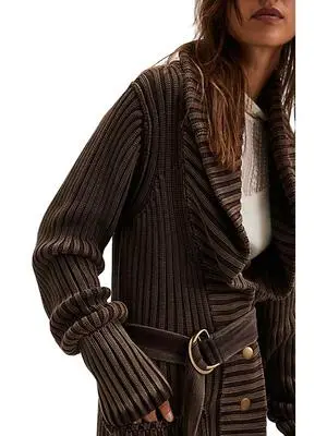 Free People Free People Ryanne Long Haul Cardigan Double Espresso