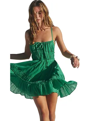 Free People Taking Sides Mini Dress Green