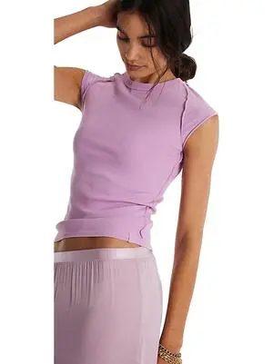 Free People We The Free Ever Had Ribbed Knit Tee Bubble Tea