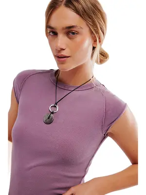 Free People We The Free Ever Had Ribbed Knit Tee Grape Shake