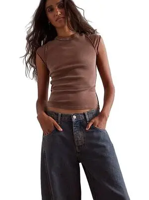 Free People We The Free Ever Had Ribbed Knit Tee Java