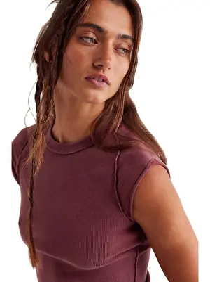 Free People We The Free Ever Had Ribbed Knit Tee Red Bark