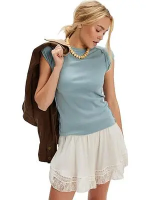 Free People We The Free Ever Had Ribbed Knit Tee Slate