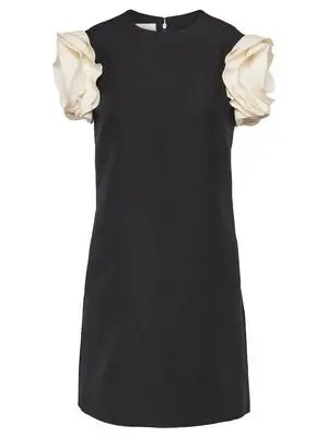 Valentino Garavani Crêpe Couture Floral-appliqué Minidress - Black