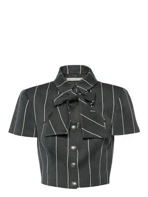 Alessandra Rich Pinstripe Cropped Jacket - Grey