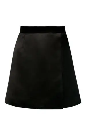 Nina Ricci A-line Satin Skirt - Black