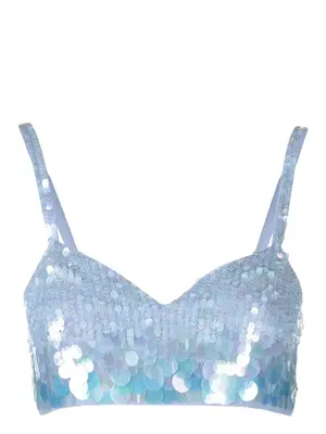 P.a.r.o.s.h Sequinned Crop Top - Blue