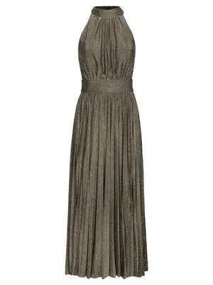 Dolce & Gabbana Pleated Silk Midi Dress - Silver