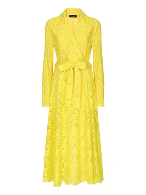 Dolce & Gabbana Cordonetto Lace Trench Coat - Yellow