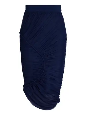 Herve Leger Ruched Ponte And Stretch-tulle Skirt - Navy