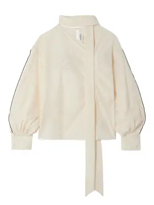 VICTORIA BECKHAM Victoria Beckham Tie-Detailed Lace-Trimmed Blouse