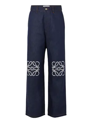 Loewe Anagram Cutout High-rise Straight-leg Jeans - Blue