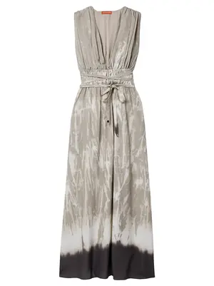 Altuzarra Fiona Gathered Printed Maxi Dress - Gray