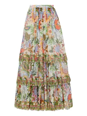 Etro Tiered Silk-crepon Maxi Skirt - Multi