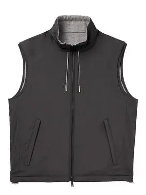 Zegna Reversible Microfibre And Cashmere-blend Gilet - Black