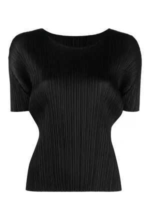Issey Miyake Round-neck Plissé T-shirt - Black
