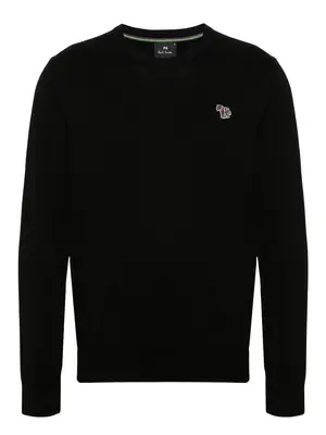 Paul Smith Zebra-motif Organic Cotton Jumper - Black