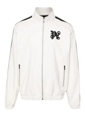 Palm Angels Monogram-patch Leather Jacket - Neutrals