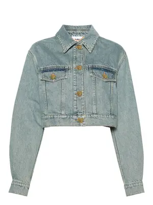 Moschino Teddy Bear-buttons Cropped Denim Jacket - Blue