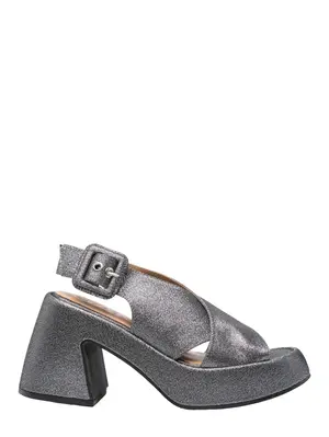 GANNI 95mm Glitter Platform Sandals - Silver