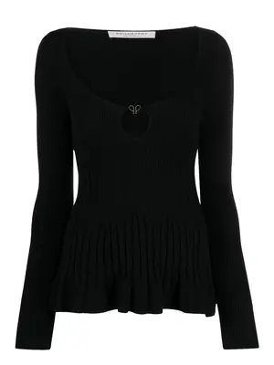 Philosophy Di Lorenzo Serafini Logo-plaque Ribbed-knit Top - Black