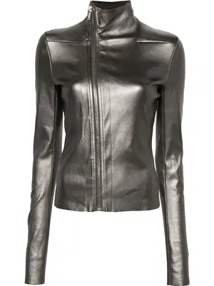 Rick Owens Rick Owens Gary Metallic-Leather Jacket Silver