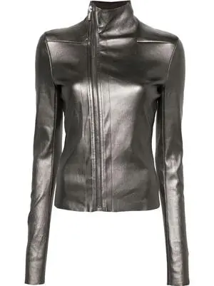 Rick Owens Rick Owens Gary Metallic-Leather Jacket Silver