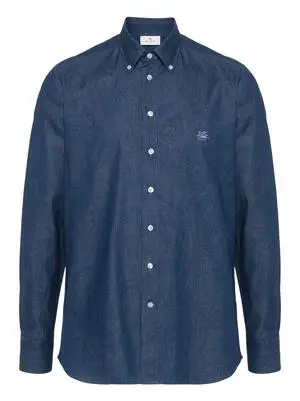 Etro Paisley Washed Denim Shirt - Blue