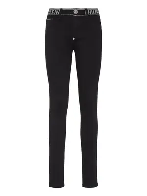 Philipp Plein Strass Stretch-denim Leggings - Black
