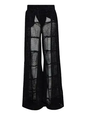 ROBERTA EINER Crochet-knit Wide-leg Trousers - Black