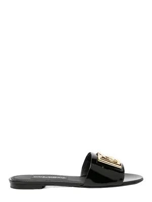 DOLCE & GABBANA Dolce & Gabbana DG-Logo Leather Slides