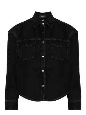 Wardrobe.NYC Curved-hem Denim Trucker Jacket - Black
