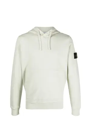 Stone Island Compass-appliqué Cotton Hoodie - Green