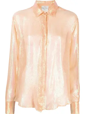 FORTE_FORTE Semi-sheer Textured Shirt - Orange