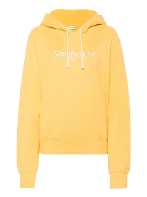 Saint Laurent Logo-print Cotton Hoodie - Yellow