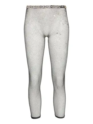 MAISON MARGIELA Rhinestone-embellished Mesh Leggings - Black