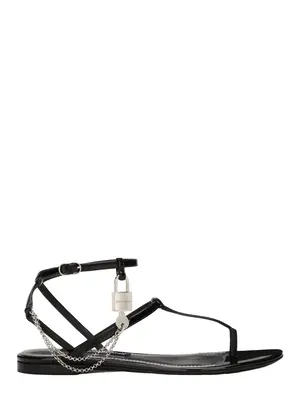 Dolce & Gabbana Padlock Patent-leather Sandals - Black