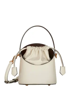 Etro Saturno Leather Mini Bucket Bag - White