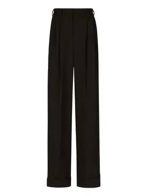 Dolce & Gabbana Pleated Wide-leg Trousers - Black