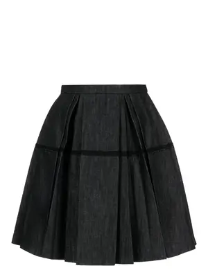 Dice Kayek High-waisted Pleated Denim Skirt - Black