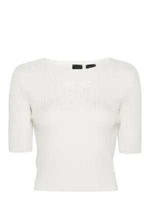 Pinko Love Birds Ribbed Top - Neutrals