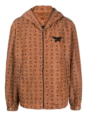 Mcm Monogram-print Hooded Jacket - Brown