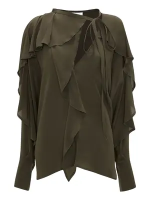 Victoria Beckham Tie-detail Silk Blouse - Green