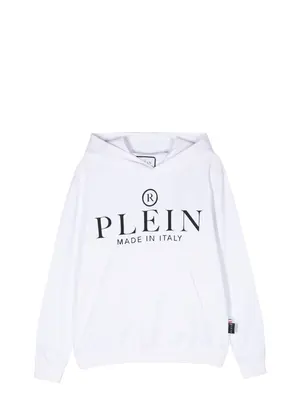 Philipp Plein Logo-appliqué Cotton Hoodie - White